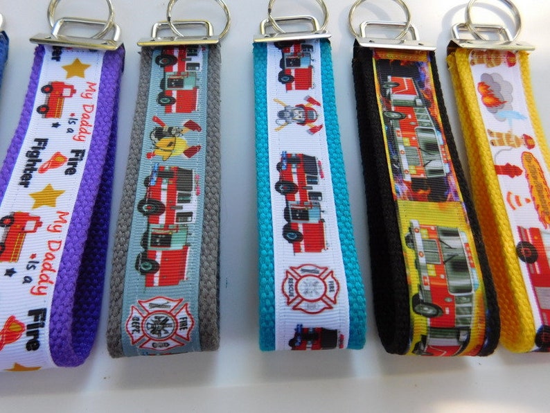 Fireman Key Fob Wristlet Key Chain Cotton Webbing Ribbon | Etsy