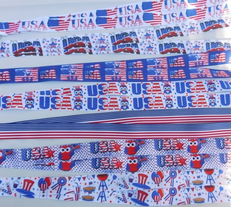 3 Yards USA Flags 4th of July Grosgrain Ribbon Your - Etsy