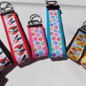 Pawprints & Dogs Key Fob Wristlet, Key Chain - Cotton Webbing, Ribbon ...
