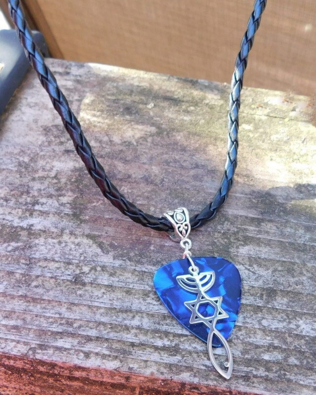 Messianic Star of David Menorah Ichthys Necklace, Hebrew Faith Guitar ...