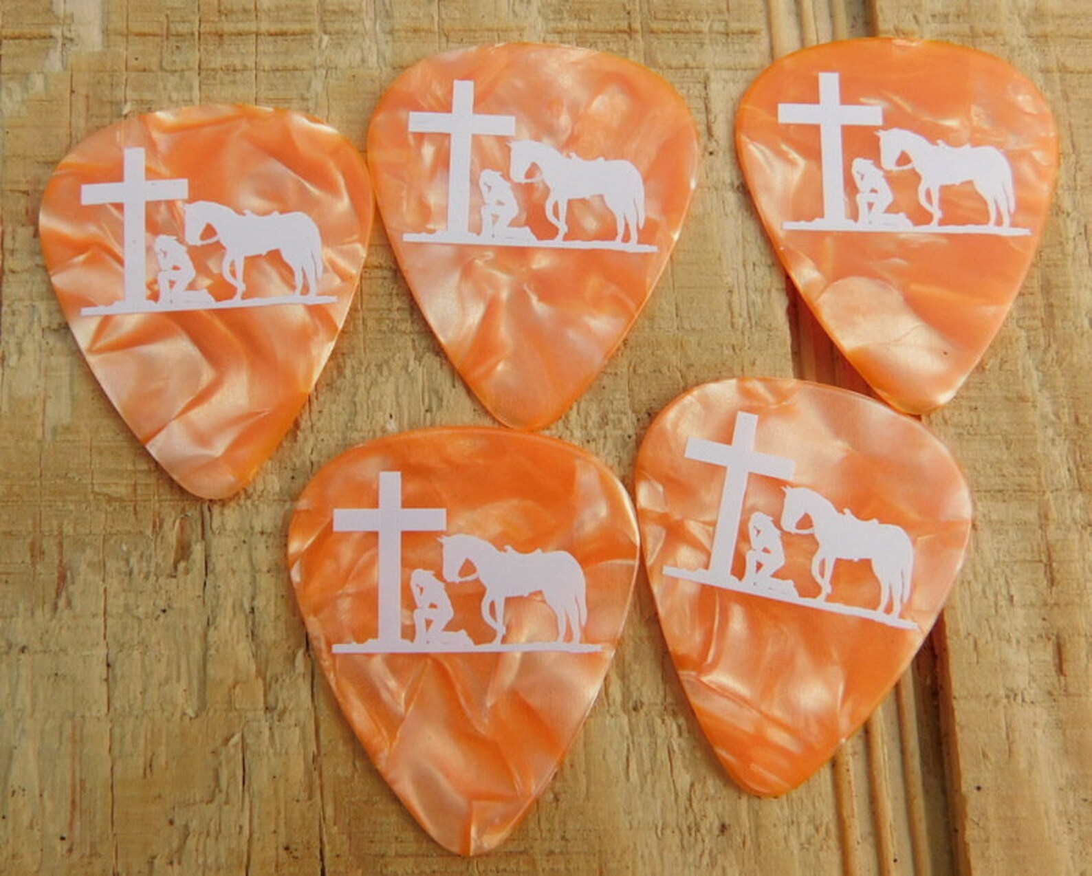 Praying Cowgirl Guitar Picks - 5 or 10, Assorted Colors - Single Sided ...