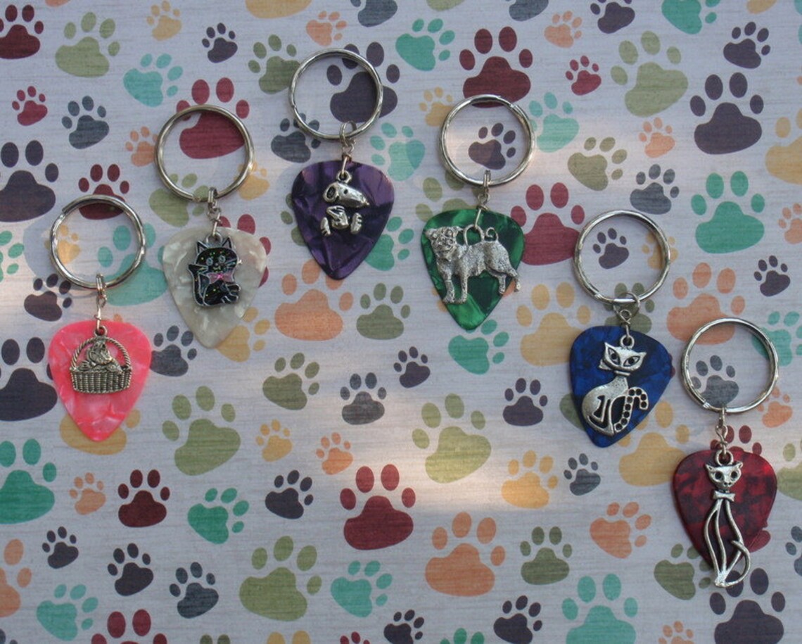 Dogs & Cats Key Chain, 16 Colors Available, Choice Puppy, Kitty Split ...