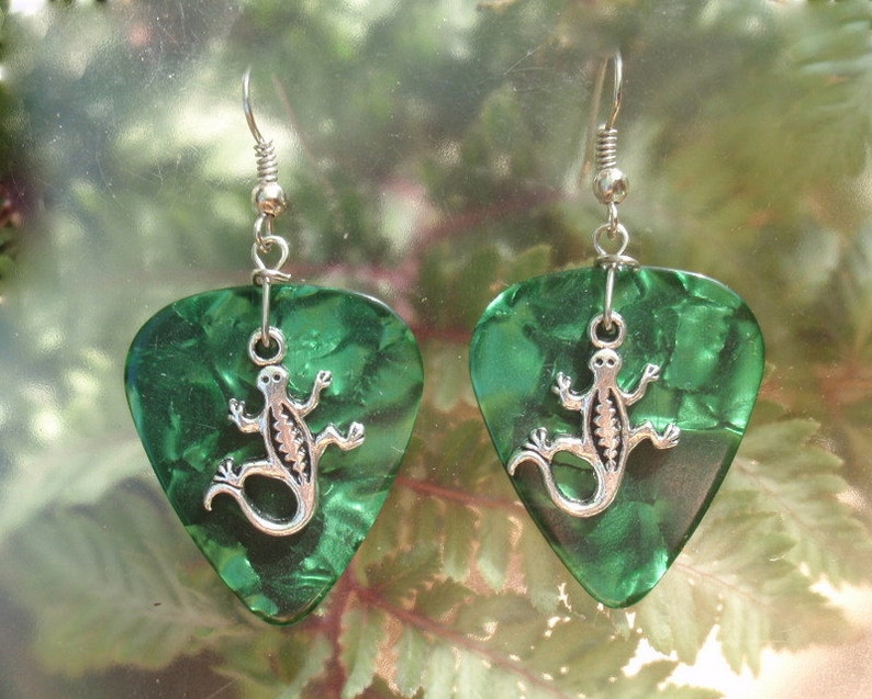 Lizard Earrings Wildlife Guitar Pick Jewelry Choice 12 | Etsy