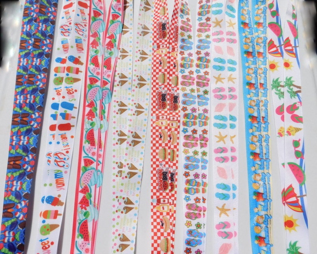 3 Yards - Summer Fun - Grosgrain Ribbon - Your Choice Style - Single ...