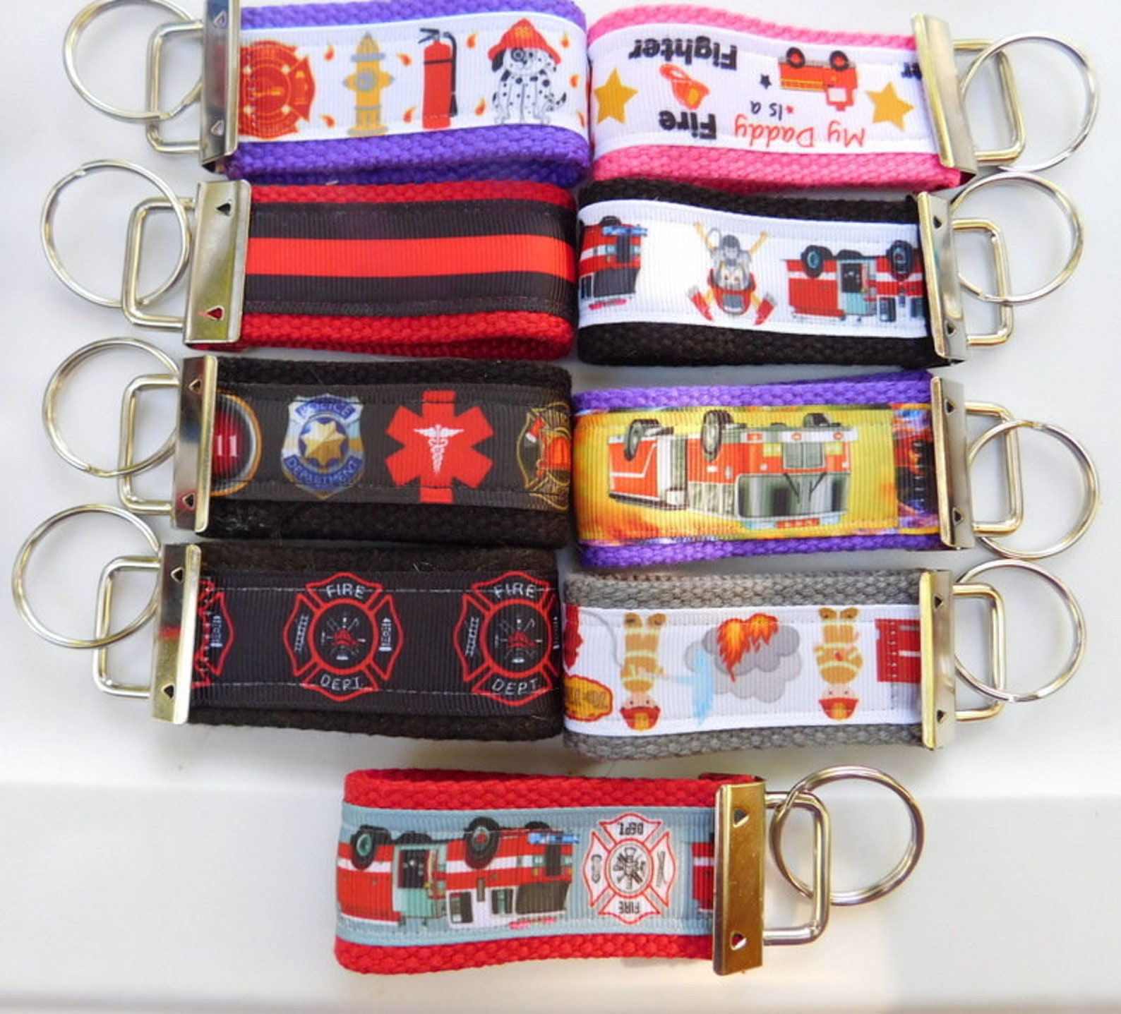 Fireman Key Fob Wristlet Key Chain Cotton Webbing Ribbon - Etsy