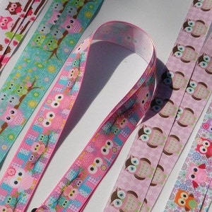 3 Yards - Owls - Grosgrain Ribbon - Your Choice Style - Single Sided 1 ...