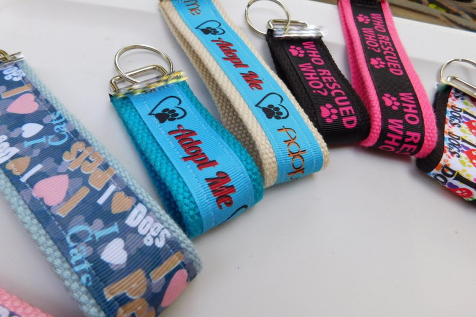 Dog Rescue Key Fob Wristlet Key Chain Cotton Webbing | Etsy