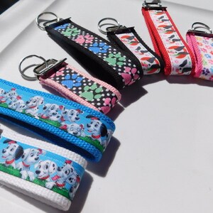 Pawprints & Dogs Key Fob Wristlet, Key Chain - Cotton Webbing, Ribbon ...