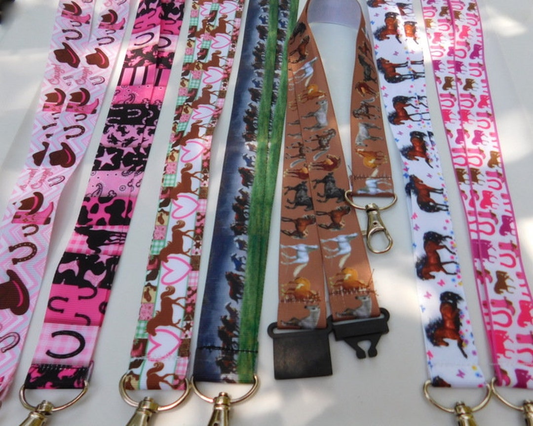 Horses - ID Lanyard, Cowboy, Cowgirl Lightweight Single Sided Print ...