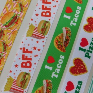 1.5" Food & Snacks Ribbon - Pizza Tacos Burgers Sushi Chocolates ...