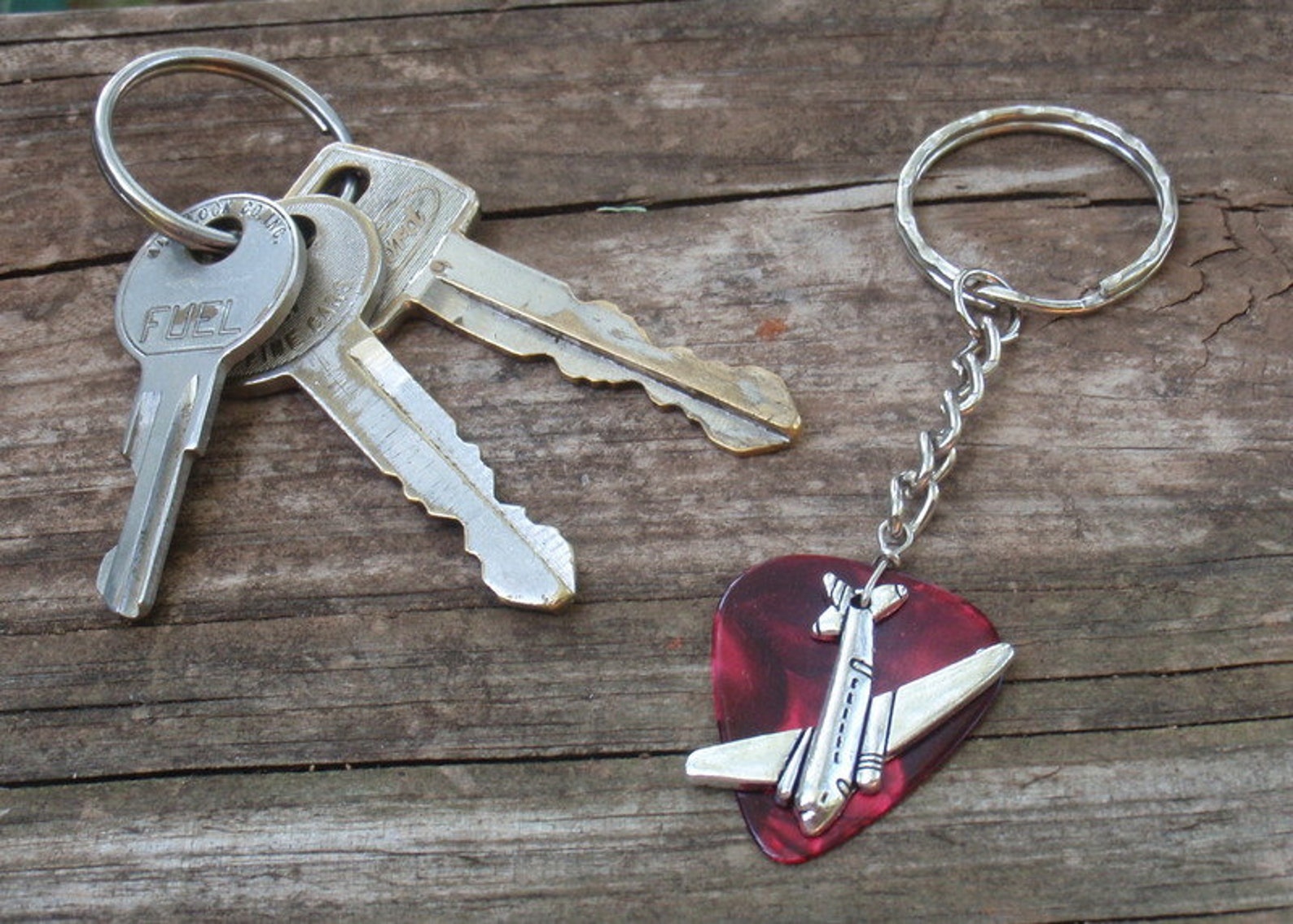 Jet Airplane Key Chain Men Women Guitar Pick Keychain Choice | Etsy
