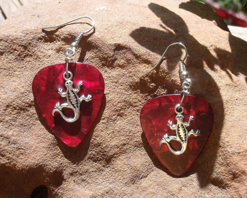 Lizard Earrings Wildlife Guitar Pick Jewelry Choice 12 | Etsy