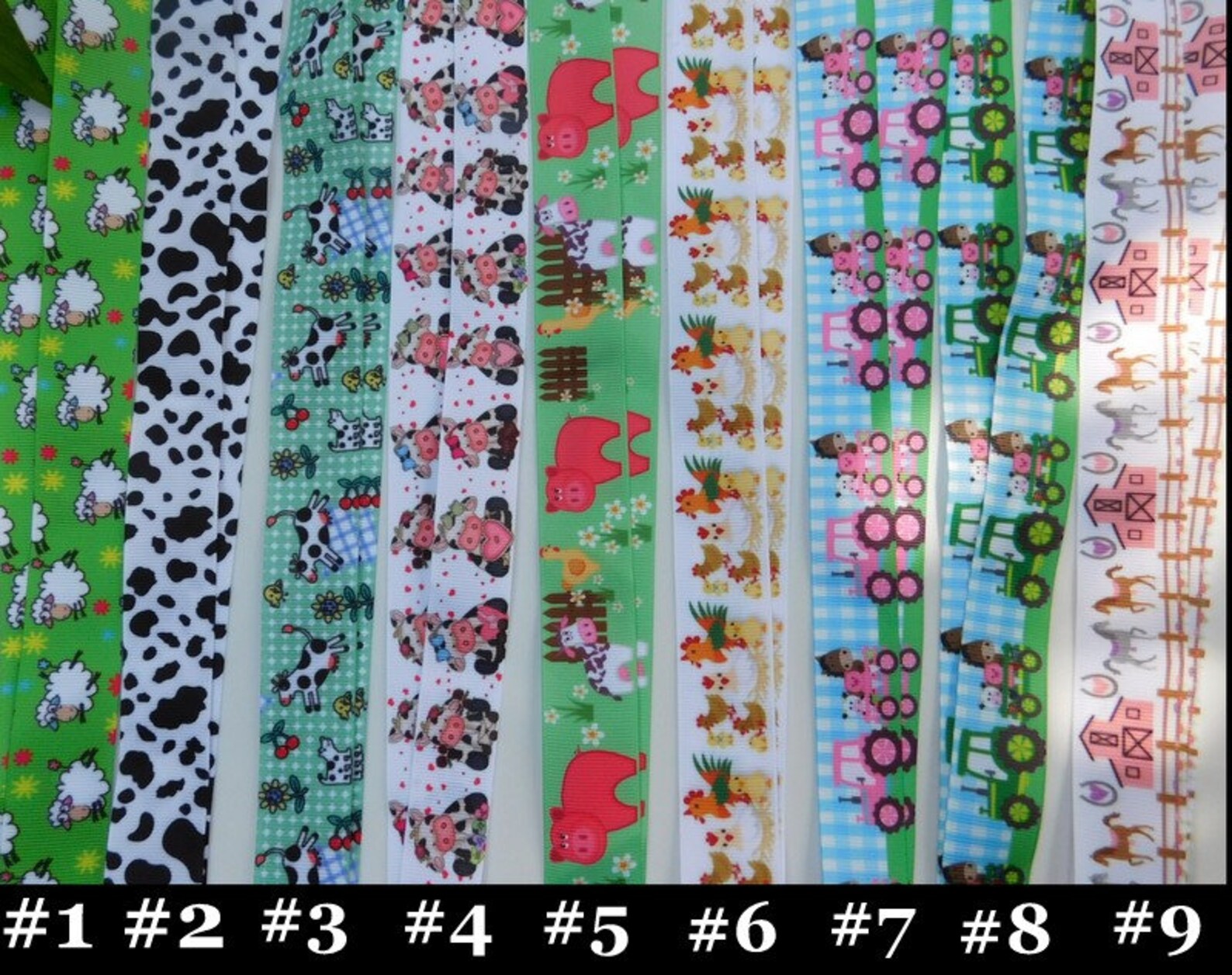 3 Yards - Farm Animals - Grosgrain Ribbon - Your Choice Style - Single ...