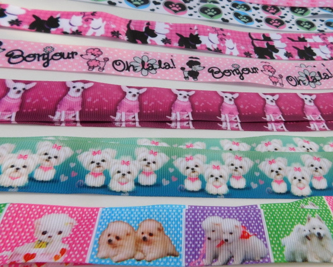 3 Yards Cute Dogs 2 Grosgrain Ribbon Your Choice Style | Etsy
