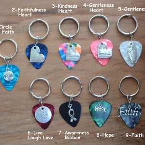 Faith Hope Key Chain, 16 Colors Choice Guitar Pick, Gentleness ...