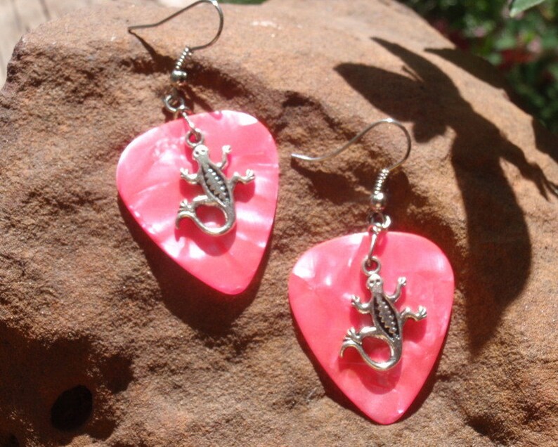 Lizard Earrings Wildlife Guitar Pick Jewelry Choice 12 | Etsy