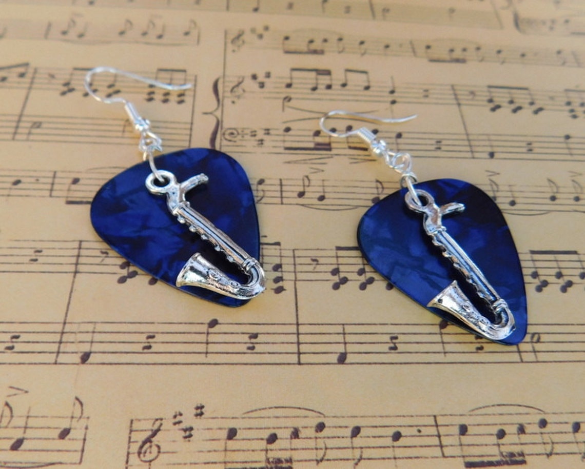 Saxophone Earrings Musical Guitar Pick Jewelry Choice 12 | Etsy