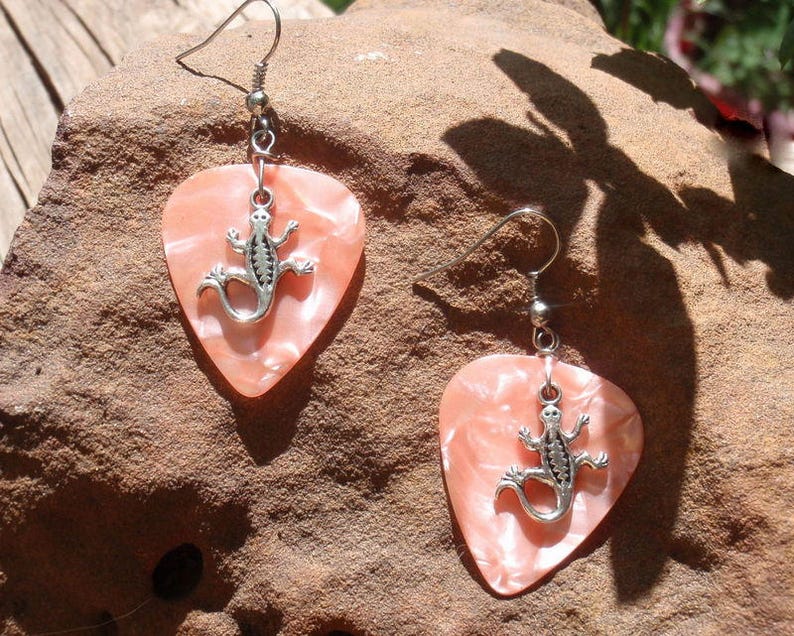 Lizard Earrings Wildlife Guitar Pick Jewelry Choice 12 | Etsy