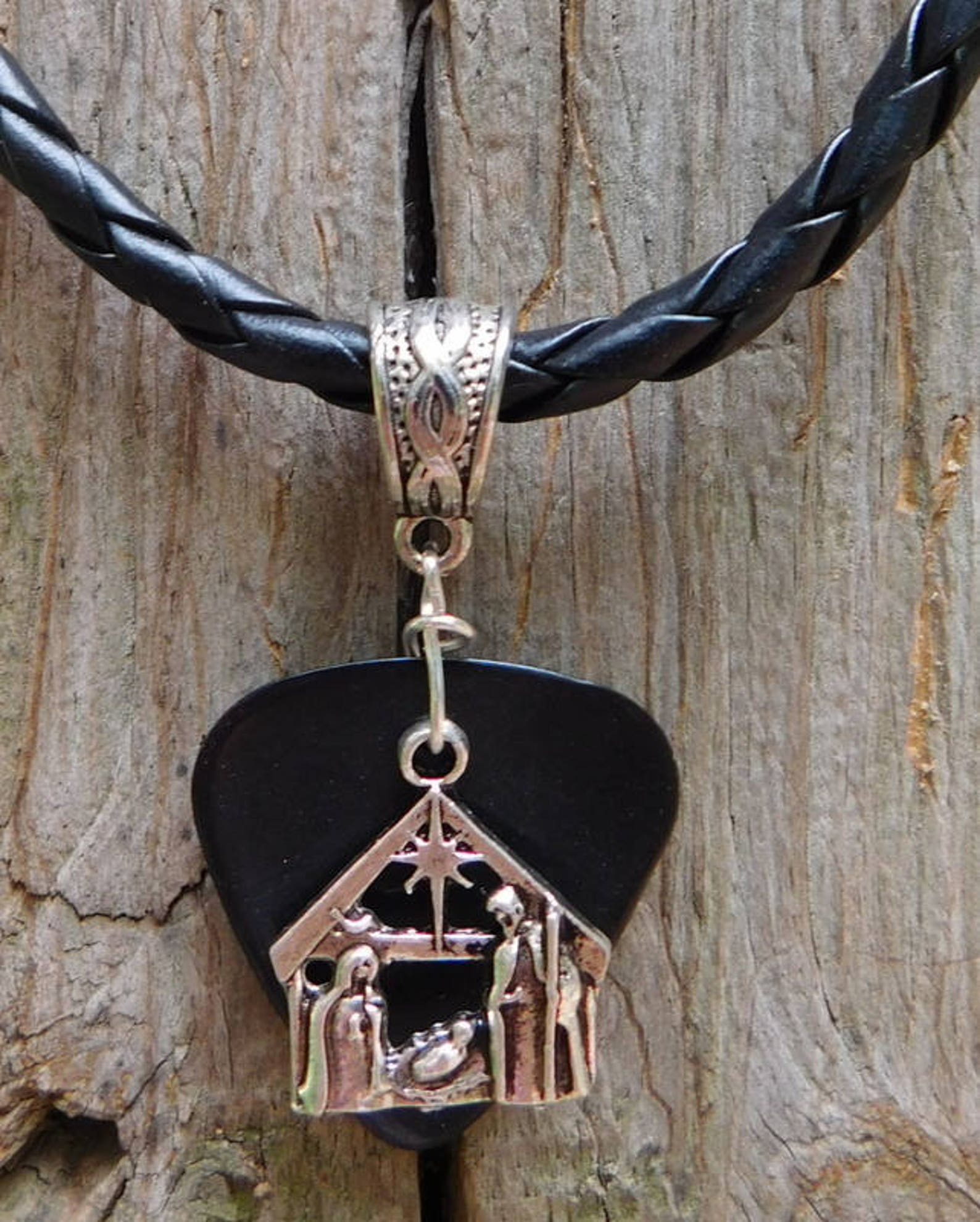Nativity Scene Braid Necklace Guitar Pick Christian Jewelry - Etsy