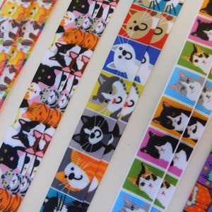 5/8" Ribbon - Cats - Hi Five Paws, Comical Cat, Whimsical Kitten, Tabby ...