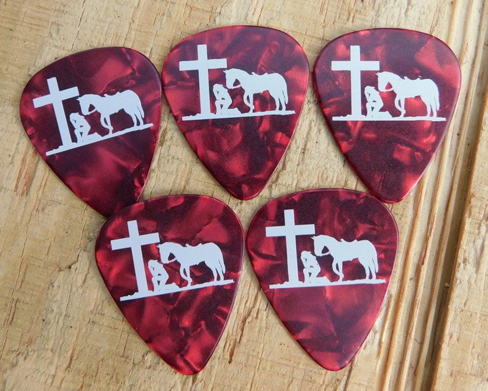 Praying Cowgirl Guitar Picks - 5 or 10, Assorted Colors - Single Sided ...