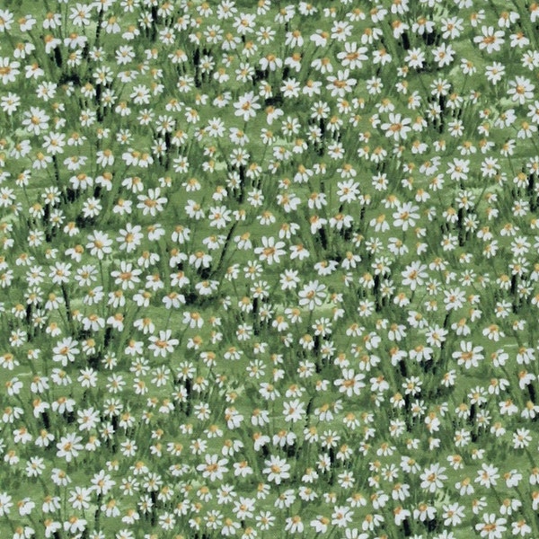 Daisy Print Cotton Fabric - Etsy