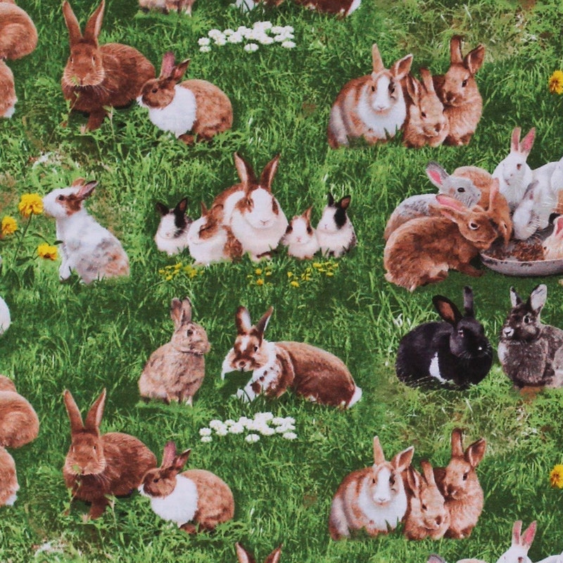 Rabbit Print Fabric - Etsy