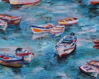 Blue and Red Anchor Fabric Nautical Fabric by Andrea Lauren Nautical ...