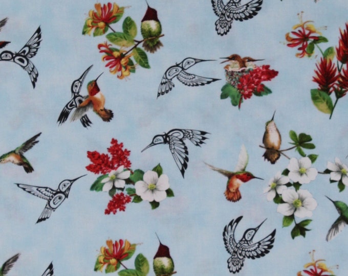 Hummingbird Fabric Hummingbirds of T and T Large White by ...