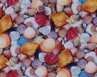 Blue Sea Shells Fabric How Blue is My Ocean by Robinpickens Watercolor ...