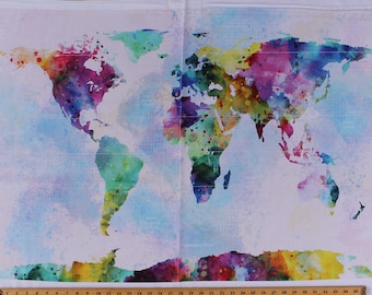 World Map Fabric | Etsy