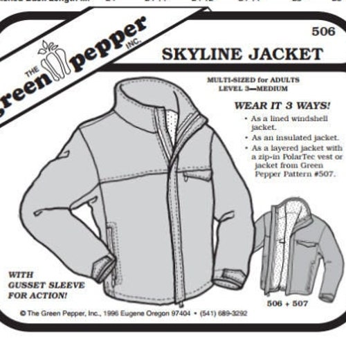 Green Pepper Adults Skyline Jacket Coat Outerwear 506 Sewing - Etsy