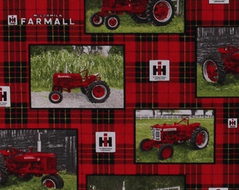 Red Tractor Fabric Tractor Red on White by Littlearrowdesign - Etsy