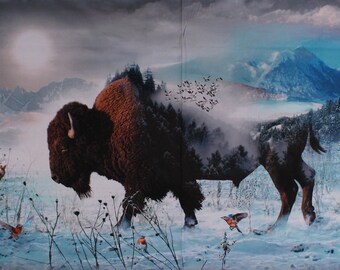 Bison Fabric Panel | Etsy