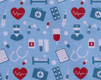 Medical Theme Fabric Nurse Medical Theme Teal by Hot4tees Bg Medical ...