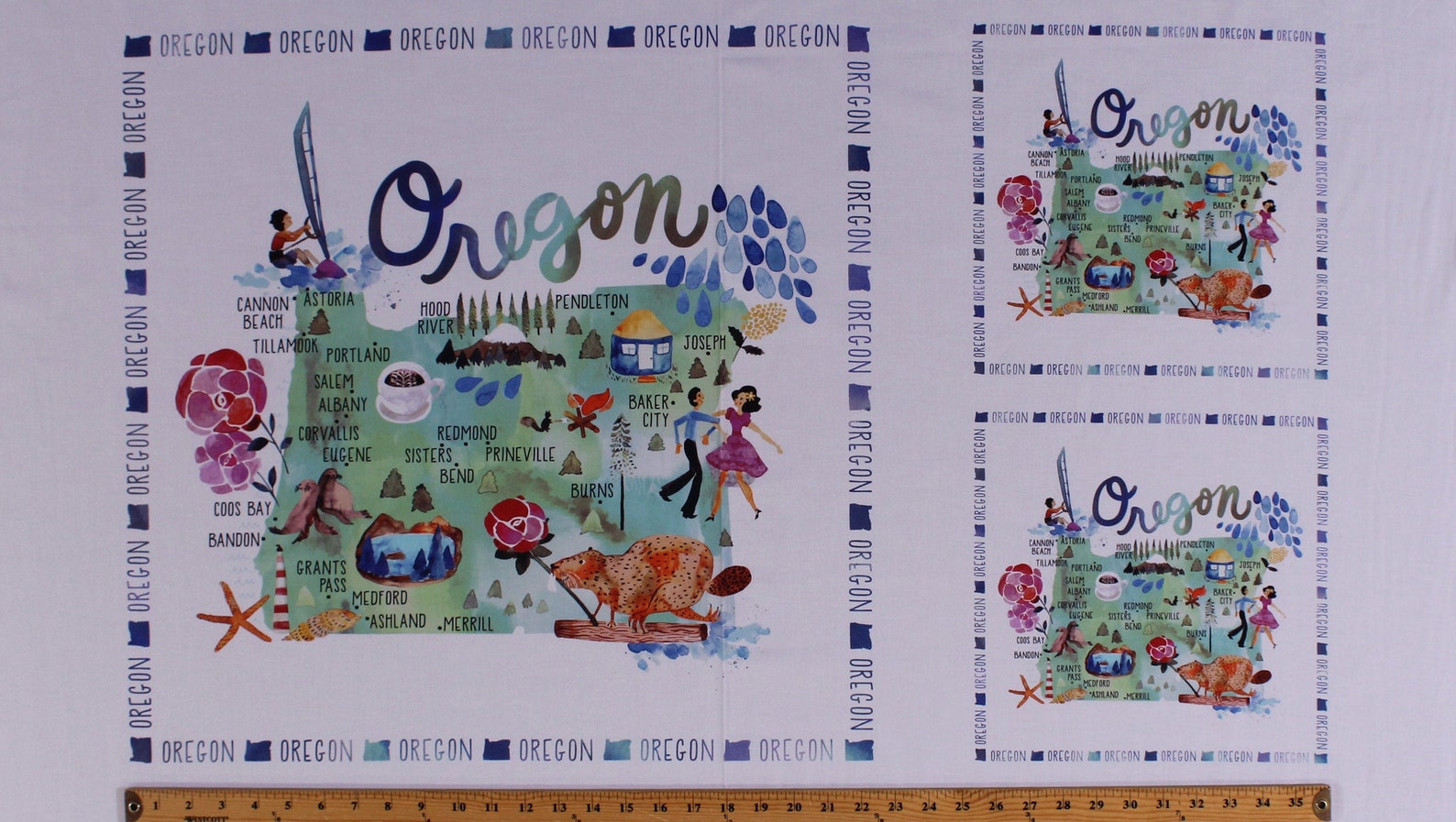 23.25 X 44 Panel Oregon State Symbols Icons - Etsy