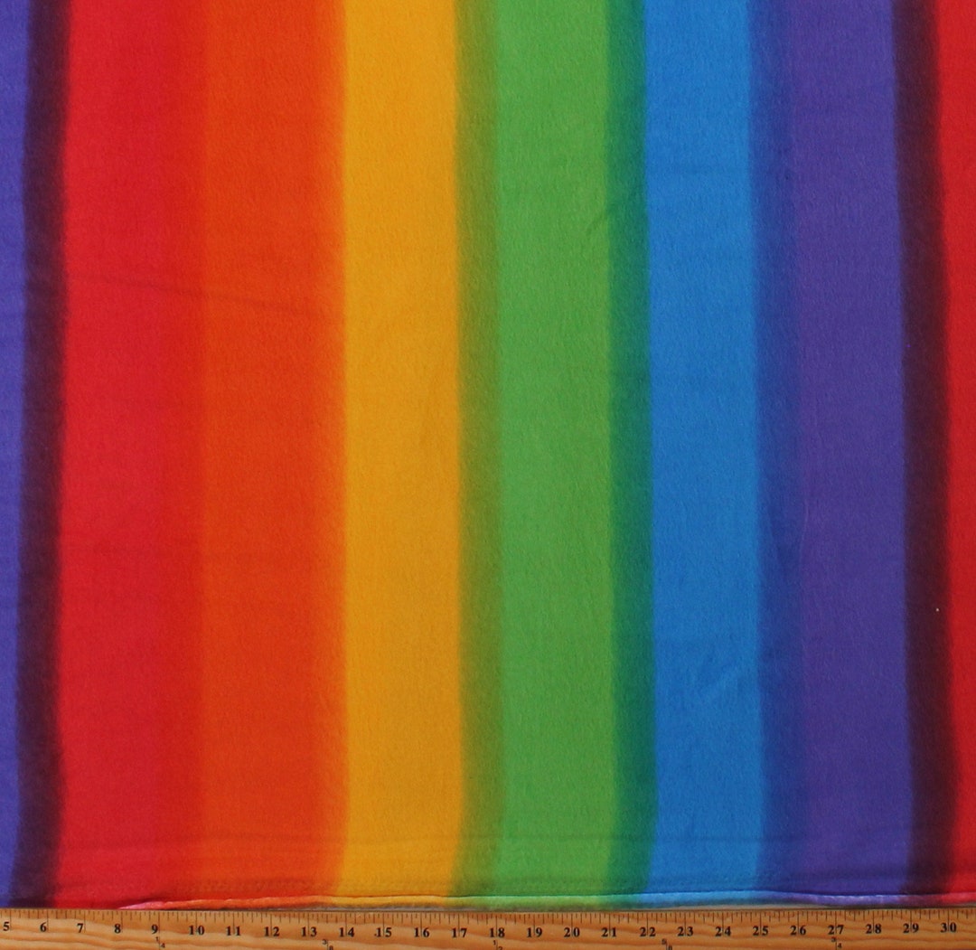 Fleece Rainbow Stripes Multi-colored Striped Fleece Fabric Print by the ...
