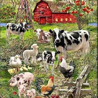 Canadian Barn Panel 32"x42", Hoffman Panel, Cows Red Barn Old Truck ...