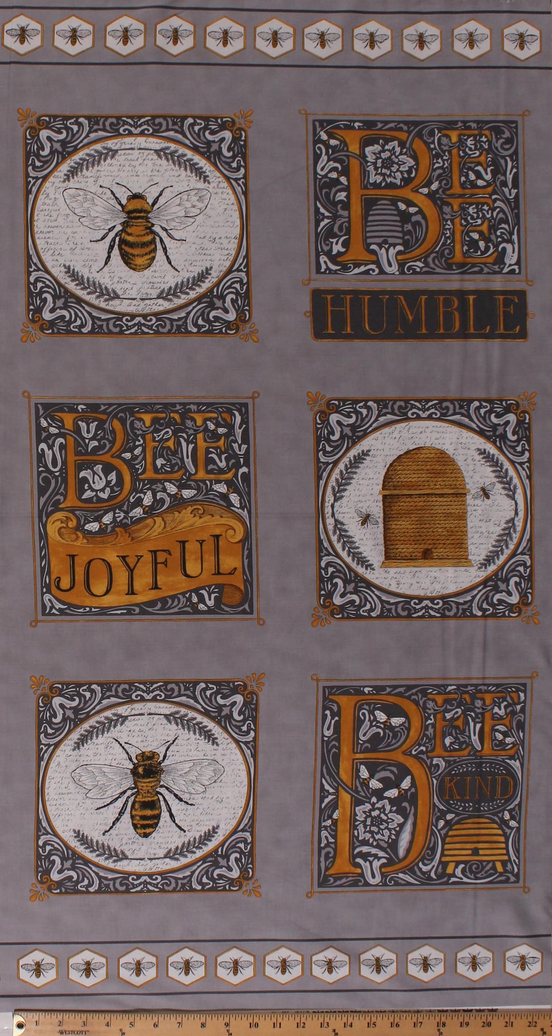 23" X 44" Panel Honeybee Beekeepers Beehive Bee Skep Bee Joyful by Deb ...