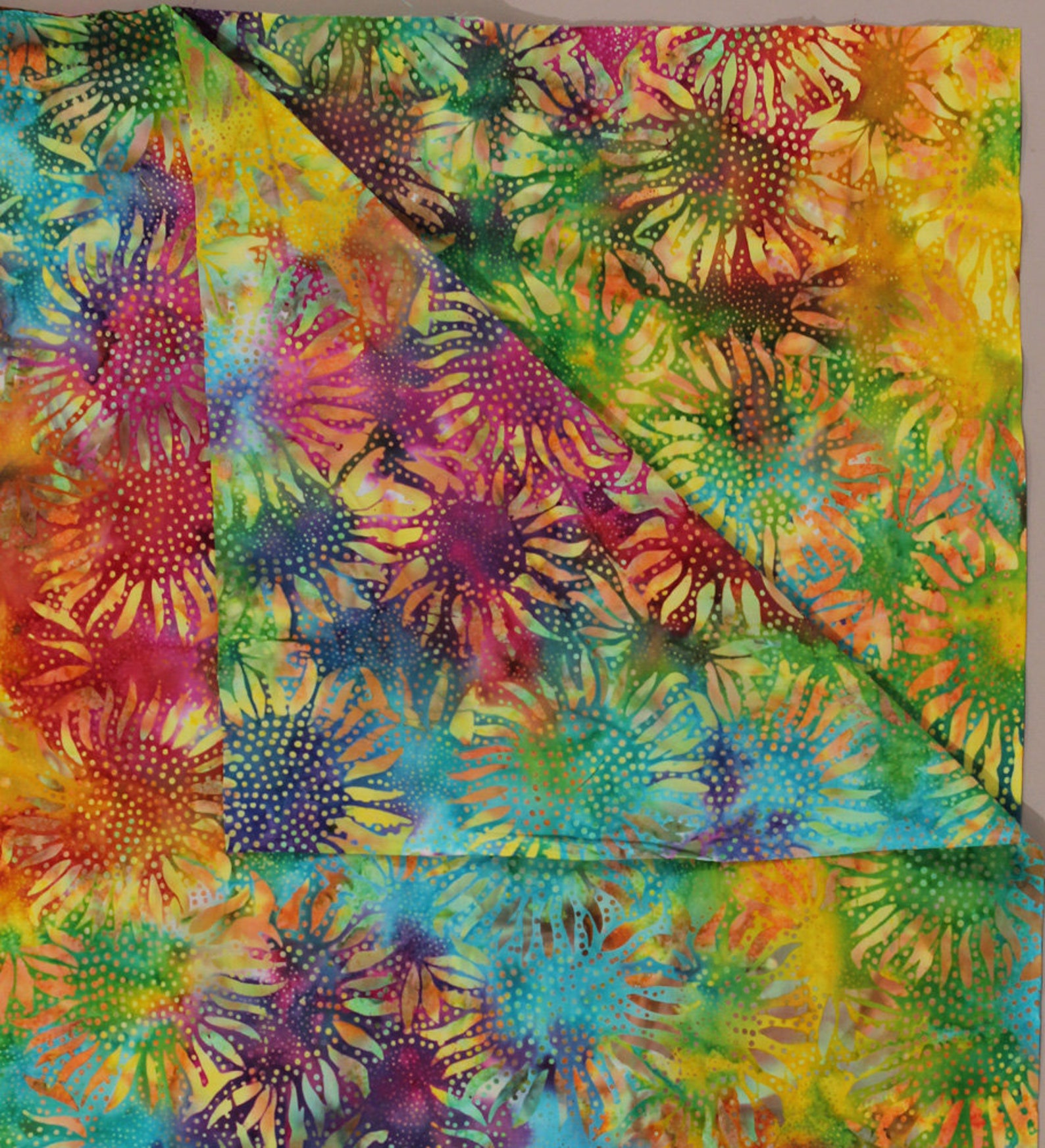 Cotton Batik Sunflowers Multi-colored Flowers Floral Blossoms - Etsy