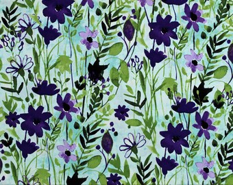 Purple Floral Fabric - Etsy