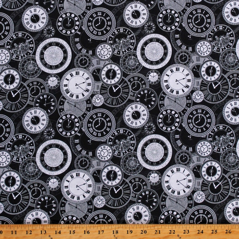 Clock Fabric - Etsy