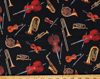 Music Fabric Jazz Band Aqua Blue by Heatherdutton Musical Instruments ...