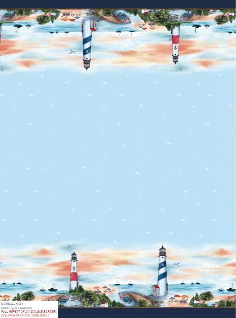 Cotton Lighthouse Border Lighthouses Ocean Sea Lake Beach Nautical Blue ...