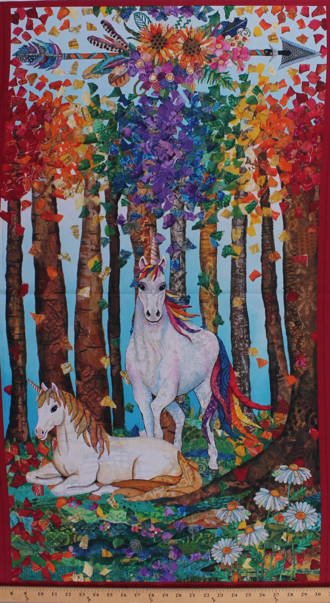 23.5" X 44" Panel Unicorns Fantasy Art Look Woods Feathers Artistic ...
