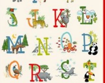 24" X 44" Panel ABC Around the World 2 Abc's Alphabet Animals Kids ...