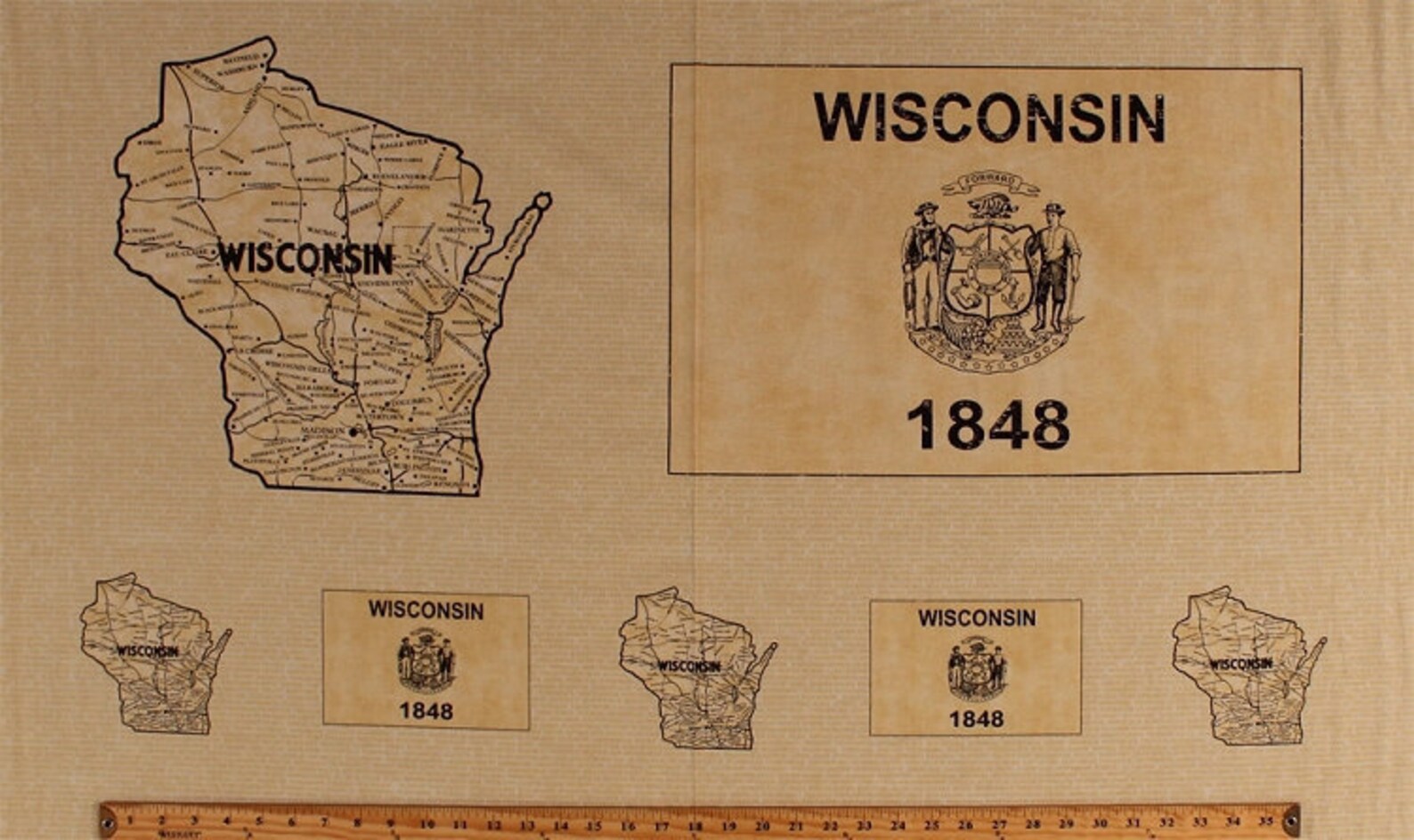 23.5 X 44 Panel Vintage Maps Map of Wisconsin 1848 - Etsy