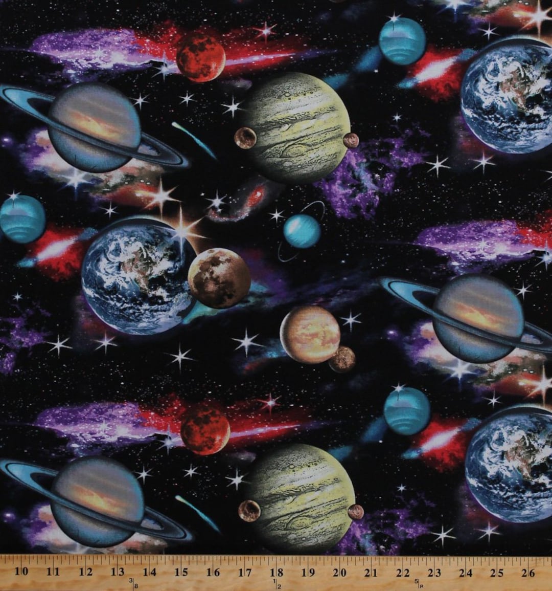 Cotton in Space Solar System Planets Universe Stars Moons Cotton Fabric ...