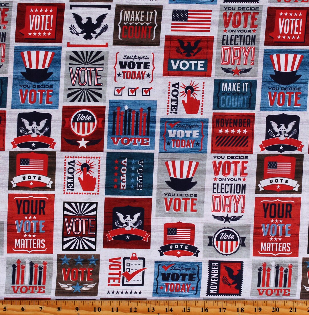 Cotton Voting Day Election Uncle Sam America Ballot Go Vote Patches ...
