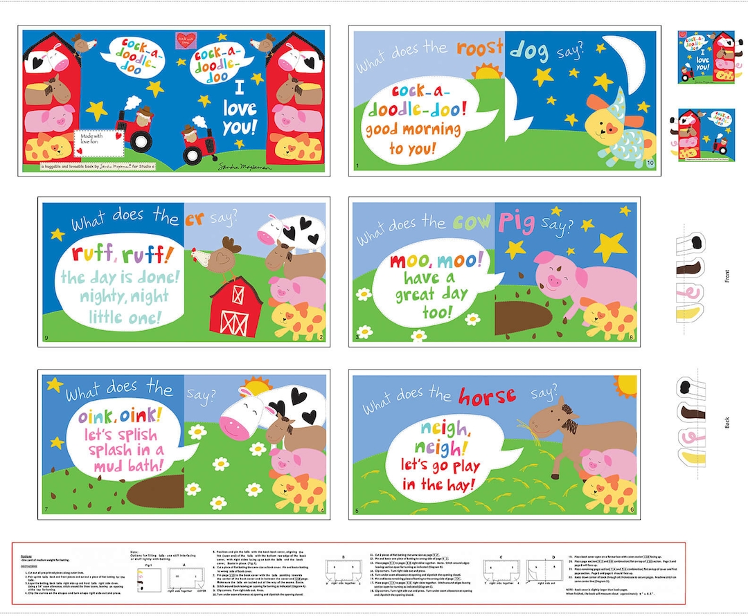 36" X 44" Panel Barnyard Farm Animals Animal Sounds Books Children ...